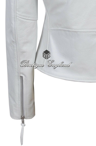 Pre-owned Smart Range Leather 'classic Brando Ladies White Biker Style ...