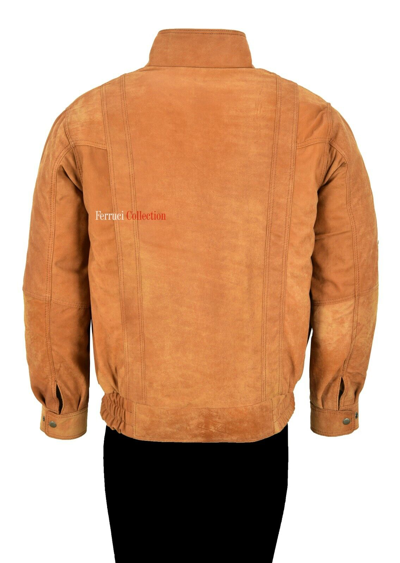 Pre-owned Smart Range Leather Men's Real Leather Bomber Jacket Tan Buff ...