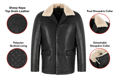 Pre-owned Smart Range Leather Men Black Classic Real Leather Box Button ...