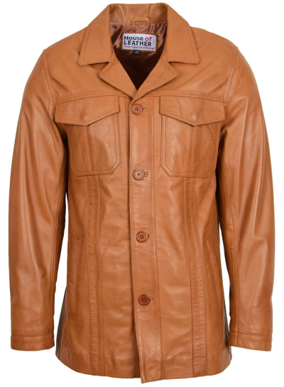 Pre-owned House Of Leather Mens Real Leather Reefer Jacket Classic ...