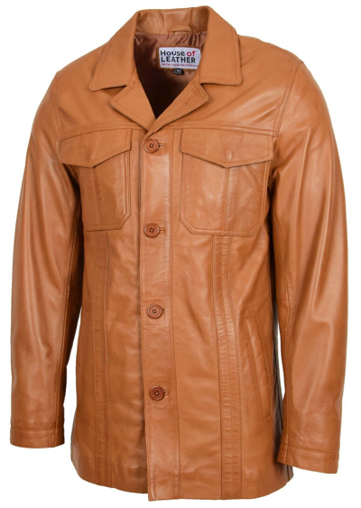 Pre-owned House Of Leather Mens Real Leather Reefer Jacket Classic ...