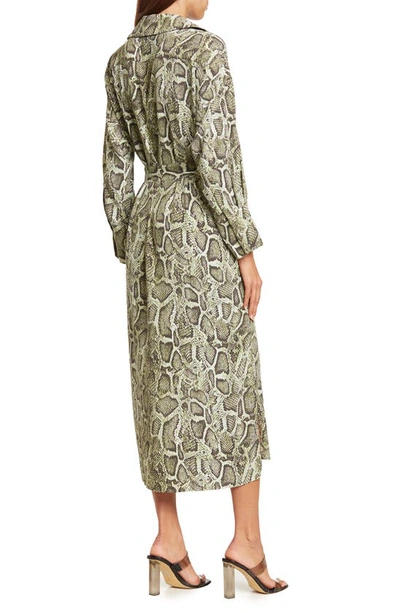 Ena Pelly Python Waist Tie Utility Midi Shirt Dress | ModeSens