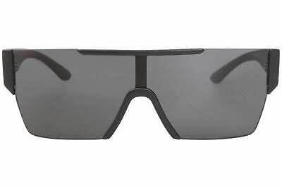 Pre-owned Burberry Be4291 346487 Sunglasses Men's Matte Black/grey Lenses Shield 38mm In Gray ...
