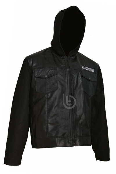 Pre-owned Soa Sons Of Anarchy Hooded Real Leather Jacket In Black ...