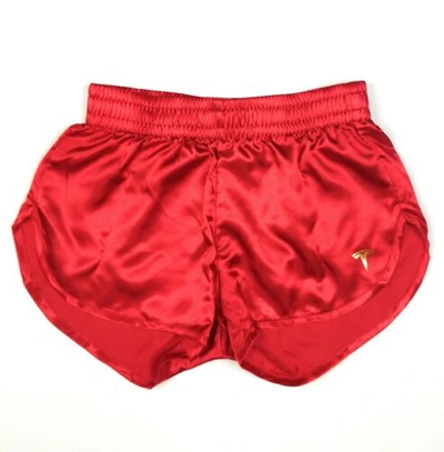 Pre-owned Tesla S3xy Short Shorts Women's Sz S Small Red Gold Satin In ...