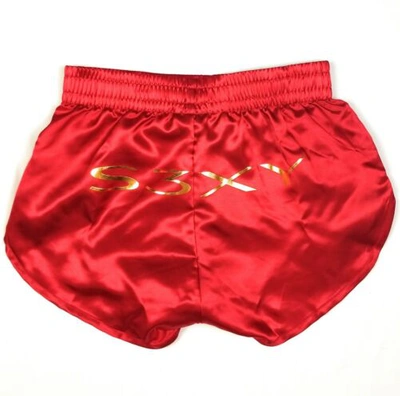 Pre-owned Tesla S3xy Short Shorts Women's Sz S Small Red Gold Satin In ...