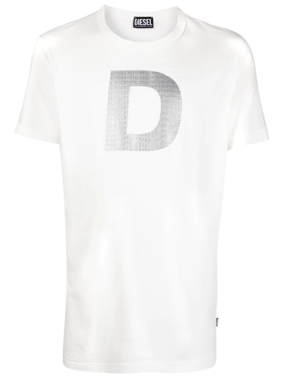 Diesel Logo-embossed Crew-neck T-shirt In White | ModeSens