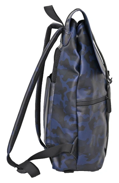 Duchamp Foldover Rubberized Backpack In Navy Camo | ModeSens