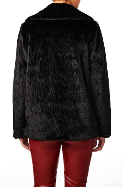 Bernardo Abstract Double Breasted Faux Fur Coat In Black | ModeSens