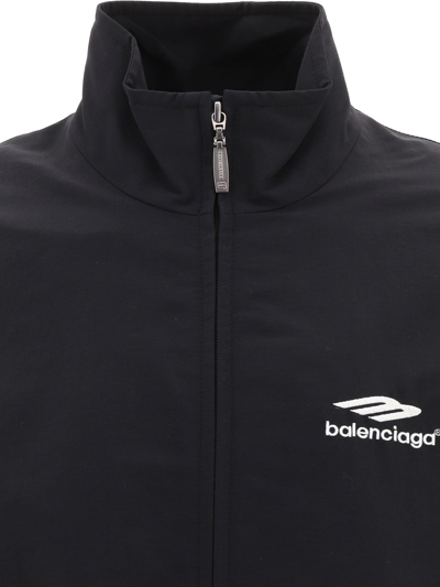 Balenciaga Embroidered 3b Logo Track Jacket In Black | ModeSens