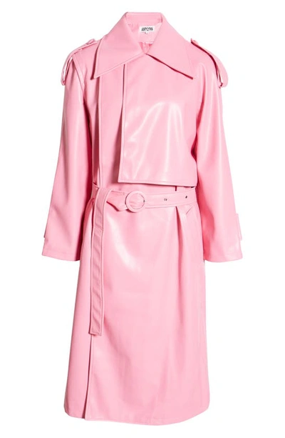 Amy Lynn Faux Leather Trench Coat In Pink Modesens