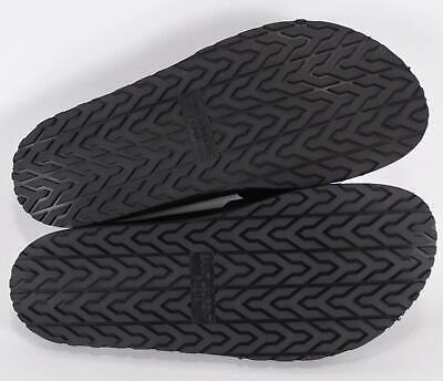 Pre-owned Saint Laurent Ysl Men's Black Leather Jimmy Logo Pool Slides ...