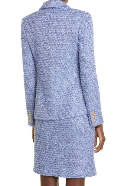 St John Sparkle Eyelash Tweed Jacket In Klein Blue Multi | ModeSens