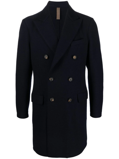 Eleventy Double-breasted Wool Coat In Blue | ModeSens
