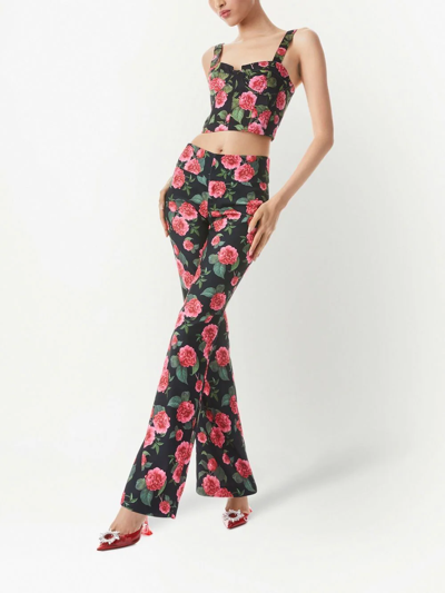 Alice And Olivia Jeanna Floral Bustier Smocked-back Crop Top In Multi ...