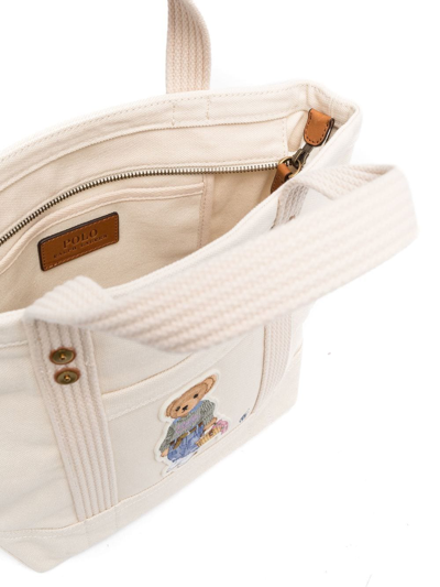 Polo Ralph Lauren Picnic Polo Bear Canvas Tote Bag In Neutrals | ModeSens