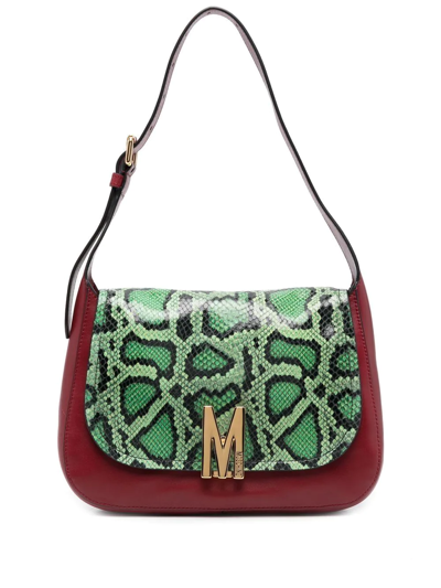 Moschino Red And Green Python Print Leather Hobo Shoulder Bag | ModeSens