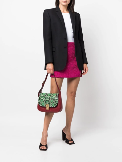 Moschino Red And Green Python Print Leather Hobo Shoulder Bag | ModeSens
