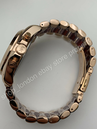 Pre-owned Michael Kors Mk6270 Bradshaw Chronograph Red Dial Red & Gold ...