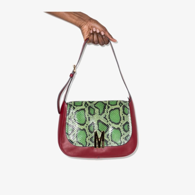 Moschino Red And Green Python Print Leather Hobo Shoulder Bag | ModeSens