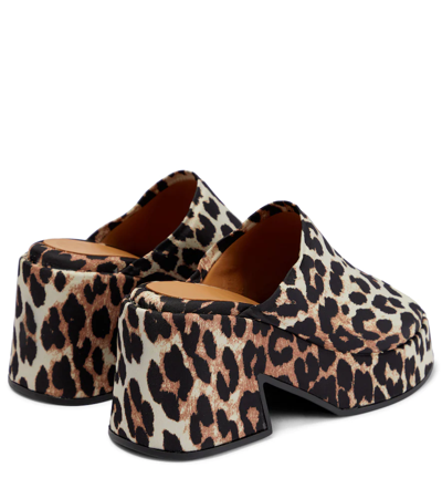 Ganni Leopard-print Platform Sandals | ModeSens