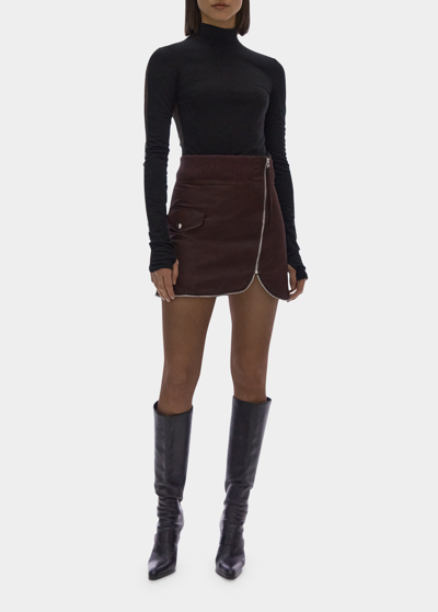 Helmut Lang Bomber Aviator Nylon Zip Detailed Mini Skirt In Red Modesens