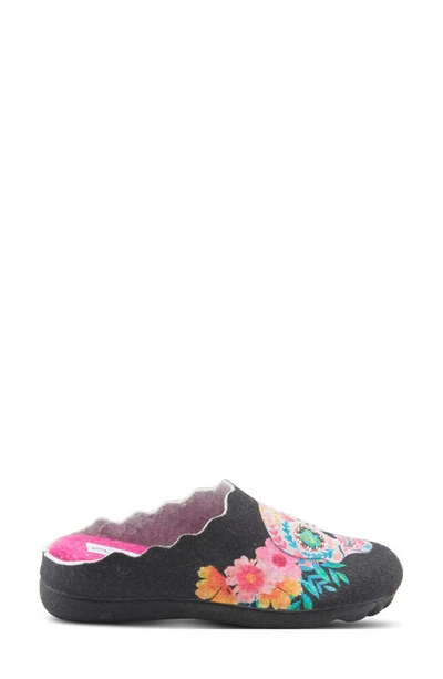 Flexus By Spring Step Sugar Skull Wool Mismatched Slippers In Black ...