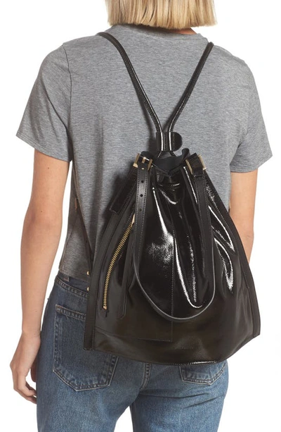 Allsaints Alpha Leather Backpack In Liquid Black | ModeSens