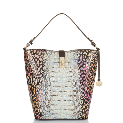 Brahmin Shira Croc Embossed Leather Bucket Bag In Multi | ModeSens