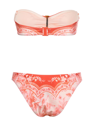 Zimmermann Lyre Bamboo Ring Two Piece Bikini Set In Red Modesens