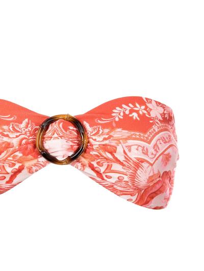 Zimmermann Lyre Bamboo Ring Two Piece Bikini Set In Red Modesens