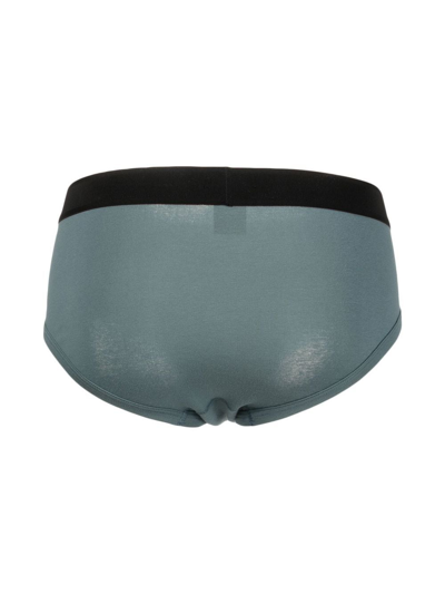 Tom Ford Logo Waistband Briefs In Green Modesens