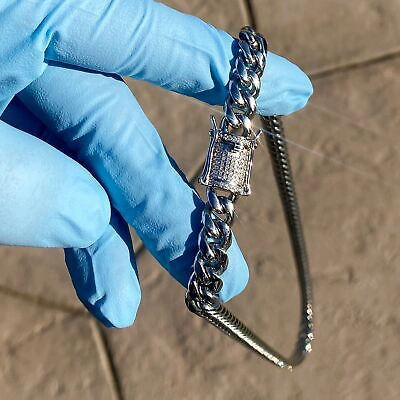 Pre-owned Bling Cartel Moissanite Clasp Iced Miami Cuban Chain Blinged ...