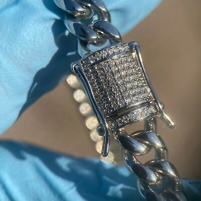 Pre-owned Bling Cartel Moissanite Clasp Iced Miami Cuban Chain Blinged ...