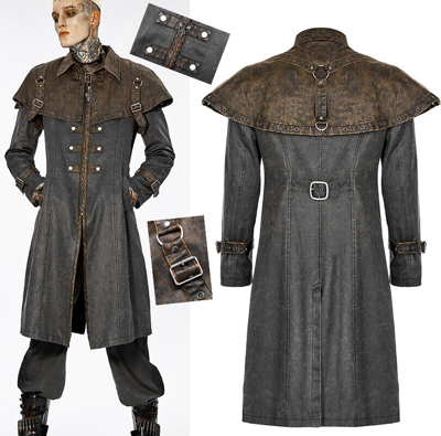 Pre-owned Punk Rave Steampunk Two-tone Coat Gothic Punk Military ...
