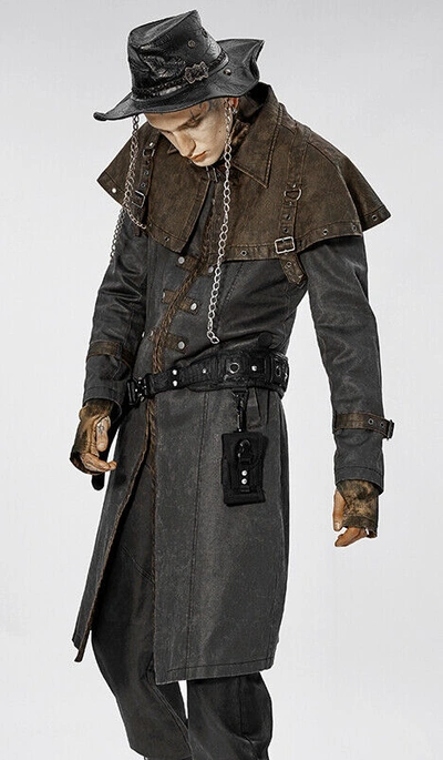 Pre-owned Punk Rave Steampunk Two-tone Coat Gothic Punk Military ...