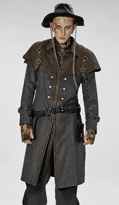 Pre-owned Punk Rave Steampunk Two-tone Coat Gothic Punk Military ...