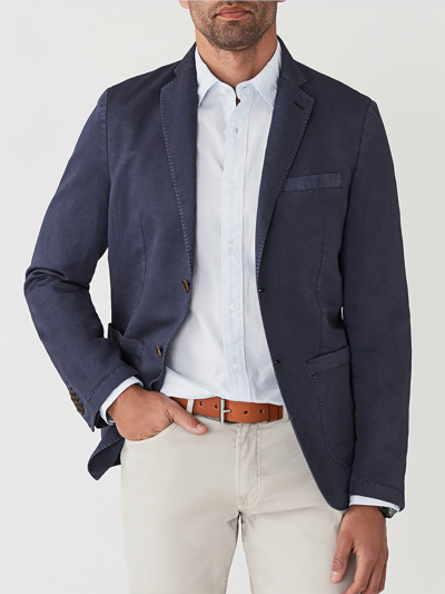 Faherty Reserve Cotton Linen Blazer In Navy | ModeSens