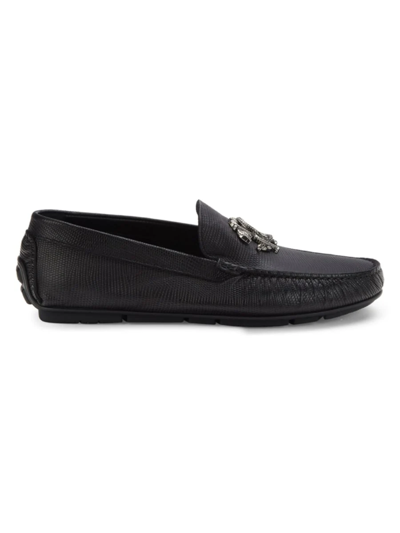 Roberto Cavalli Men's Logo Leather Loafers In Black | ModeSens