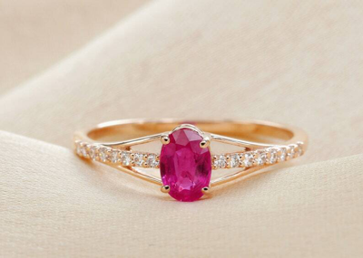 Pre-owned Handmade Ruby Engagement Ring In 14k Gold / Oval Cut Genuine ...