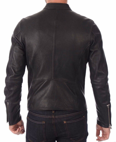 Pre-owned Handmade Men's Genuine Lambskin Leather Motorcycle Jacket Slim Fit Biker Jacket ...