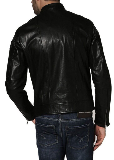 Pre-owned Handmade Men's Genuine Lambskin Leather Motorcycle Jacket Slim Fit Biker Jacket ...