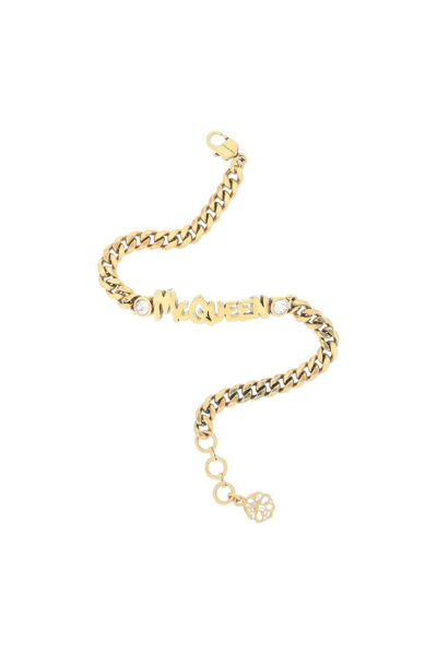 Alexander Mcqueen Mcqueen Graffiti Chain Bracelet In Golden | ModeSens