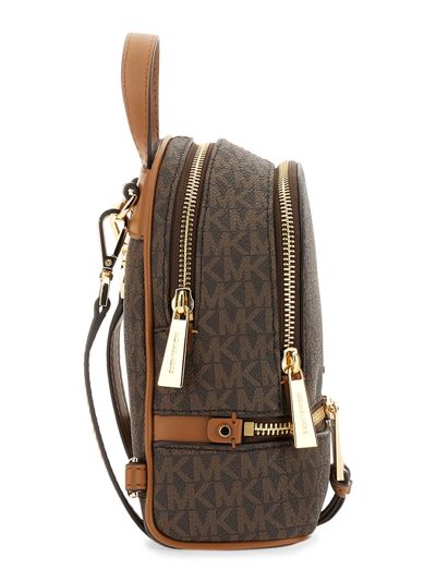 Michael Michael Kors Mini Rhea Zipper Logoed Backpack In Brown | ModeSens