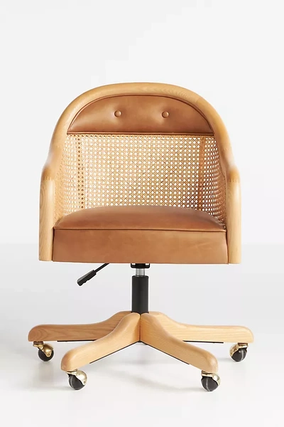 Anthropologie Leather Ellison Swivel Desk Chair In Brown ModeSens