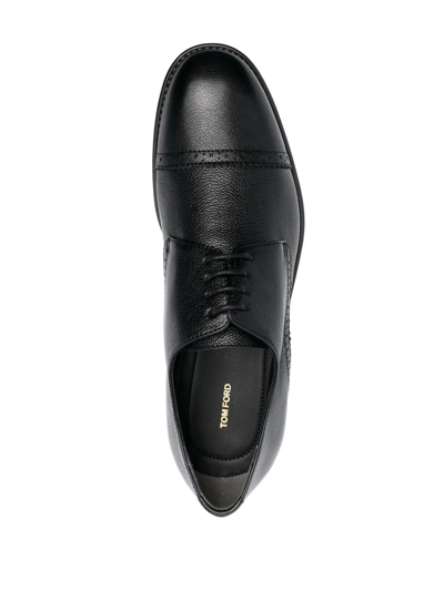 Tom Ford Men's Brogue Leather Derby Shoes In Black | ModeSens