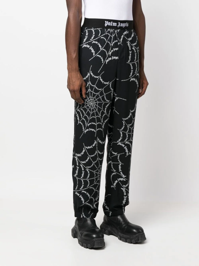 Palm Angels Spider Web Print Track Pants In Black | ModeSens
