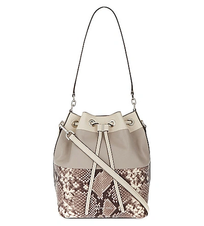 Michael Michael Kors Dottie Large Python-embossed Bucket Bag, Natural ...