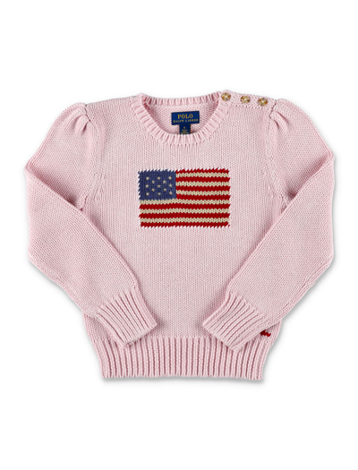 Polo Ralph Lauren Kids' American Flag Sweater In French Pink | ModeSens