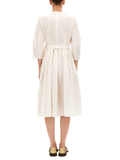 's Max Mara Sonni Pleated Poplin Cotton Midi Dress In Bianco | ModeSens